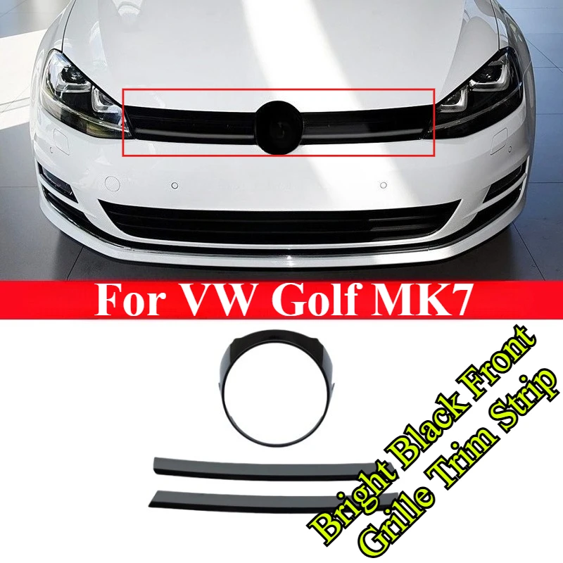 For VW Golf MK7 Bright Black Front Grille Trim Strip Red Overlay ...