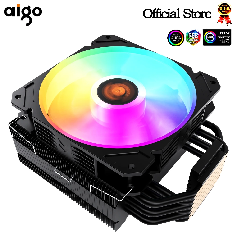 Aigo 6 Tubos De Calor Cpu Cooler 4 Pinos Pwm Argb Pc Silencioso Para ...