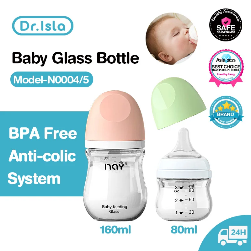 Dr-isla-Baby-Bottle-Newborn-Glass-Bottles-80ML-160ML-Anti-flatulence ...
