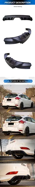 ABS Splitters Gloss Black Rear Bumper Corner Spoilers For Ford Focus ...