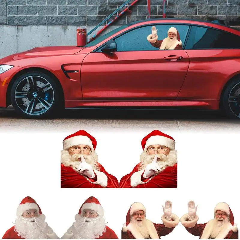 Santa-Claus-Car-Rear-Window-Sticker-2pcs-Christmas-Window-Clings ...