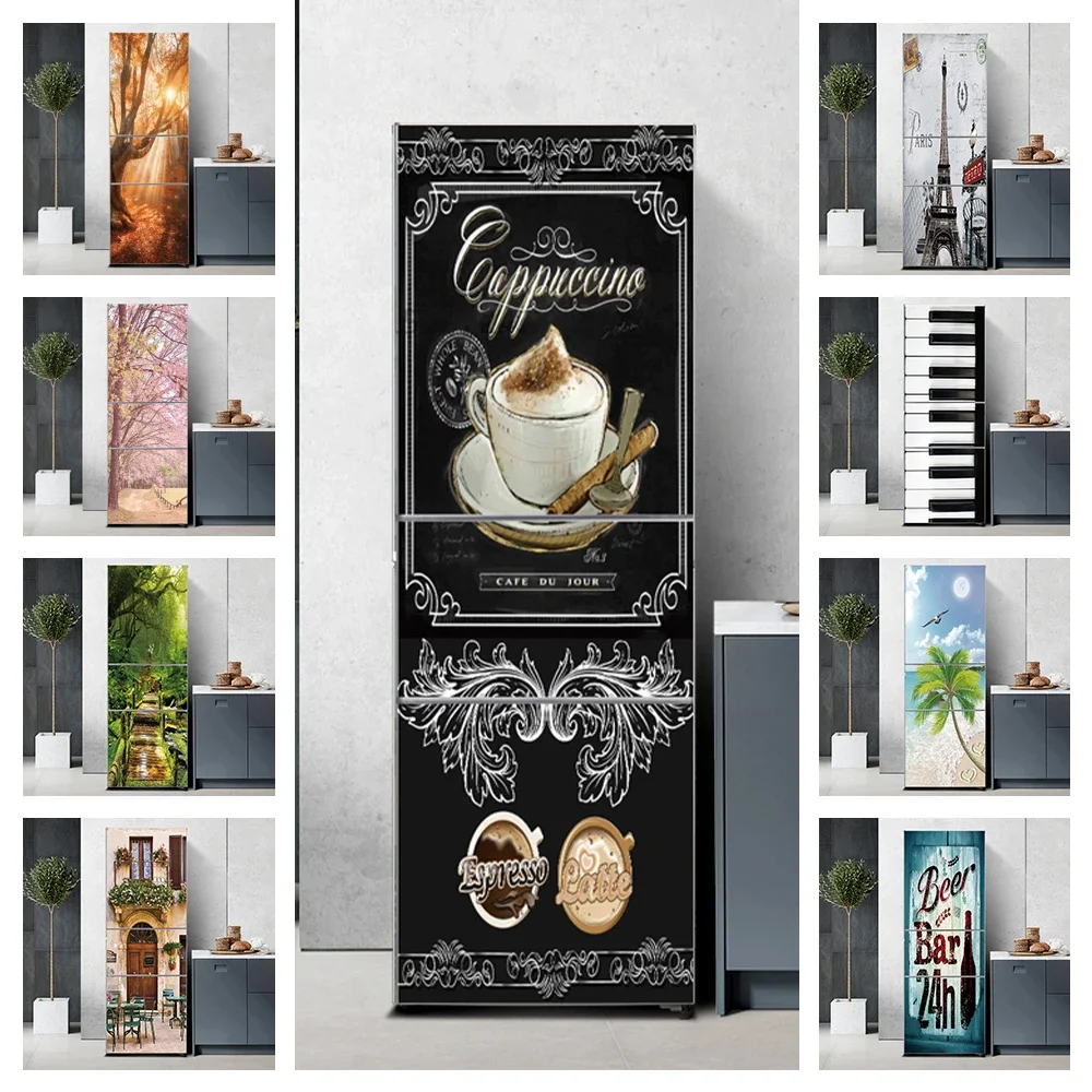 Creative Beer Coffee Poster Fridge Door Mural Cover Decoration ...