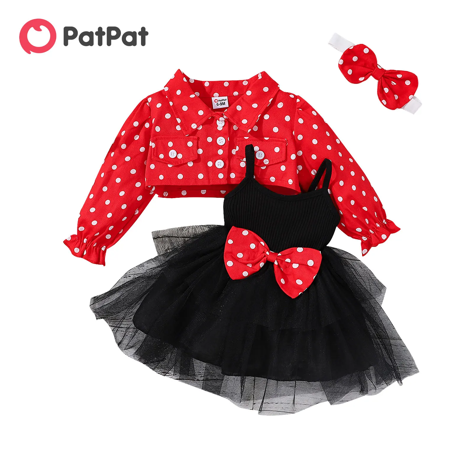 PatPat Dresses Party Dress Baby Girl Clothes 100% Cotton Long-sleeve Infant Jacket and Rib Knit ...