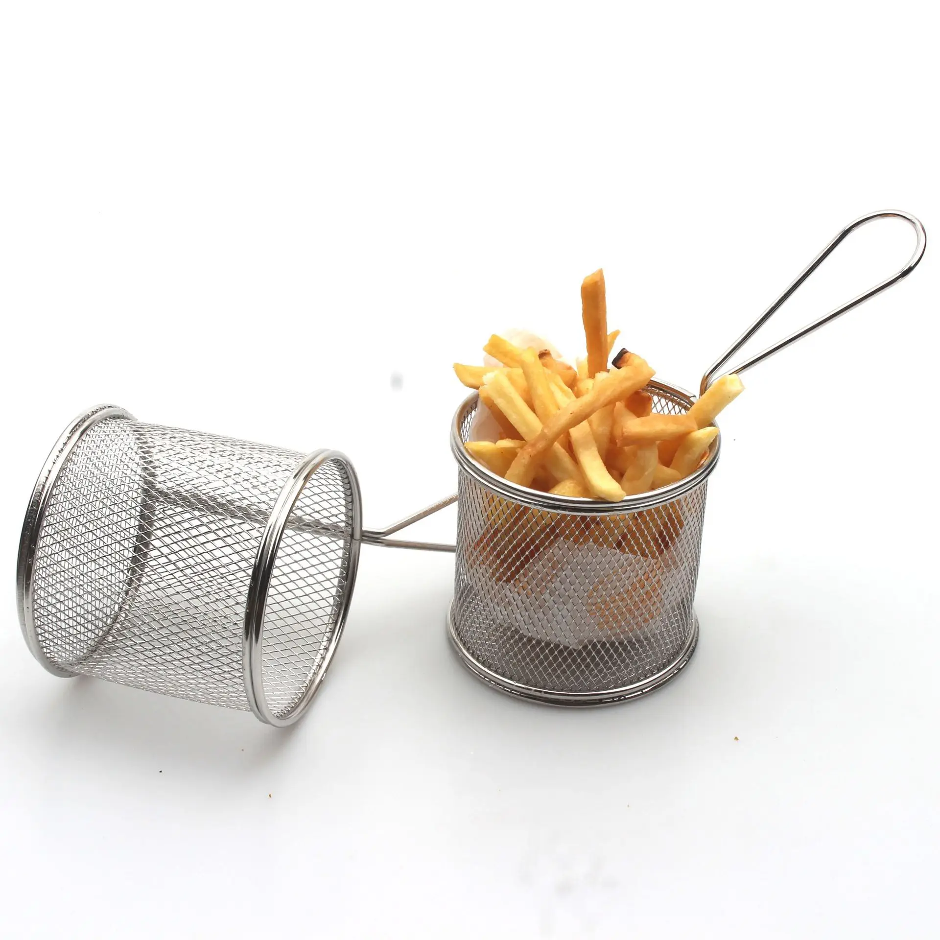 Stainless Steel Round Fry Basket French Fries Basket Oil Grid Round ...