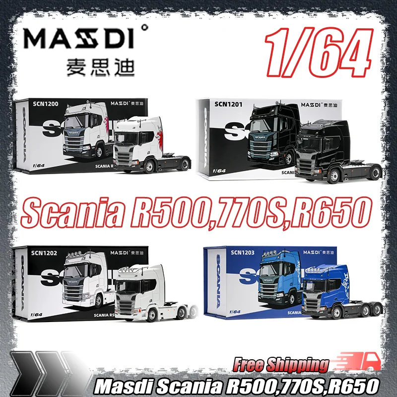 New Masdi 1:64 Scania R500 770s R650 Civilian Trailer Transport Vehicle ...