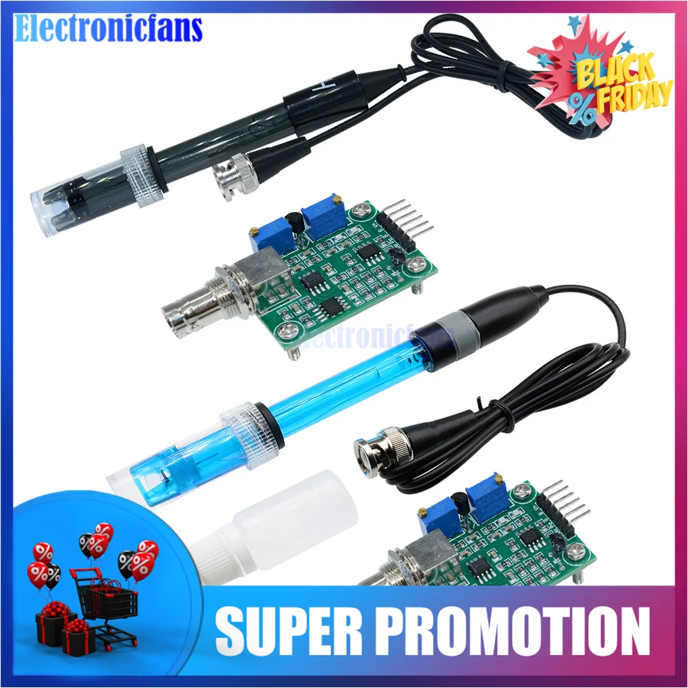 1Set Liquid PH 0-14 Value Detection Regulator Sensor Module Monitoring ...