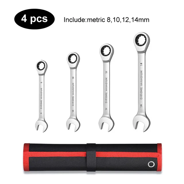 Ratcheting Combination Wrench Set,12 Point Box End and Open End Wrench Set spanner Fit for ...