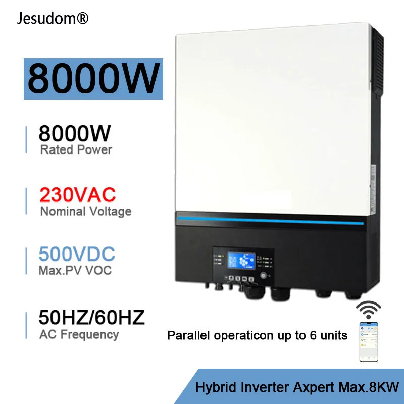 Hybrid Inverter Axpert Max.8kw 230v 48v 50hz/60hz 500vdc Pv Input 80a ...