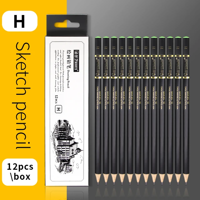 12 pcs/set Professional Sketch Drawing Pencil Set 4H 2H H HB 2B 4B 6B 8B 10B 12B 14B Painting ...