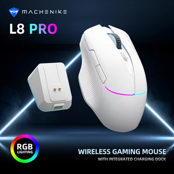 Machenike-ratón inalámbrico L8 PRO PAW3395, 26000DPI, RGB, Kailh ...