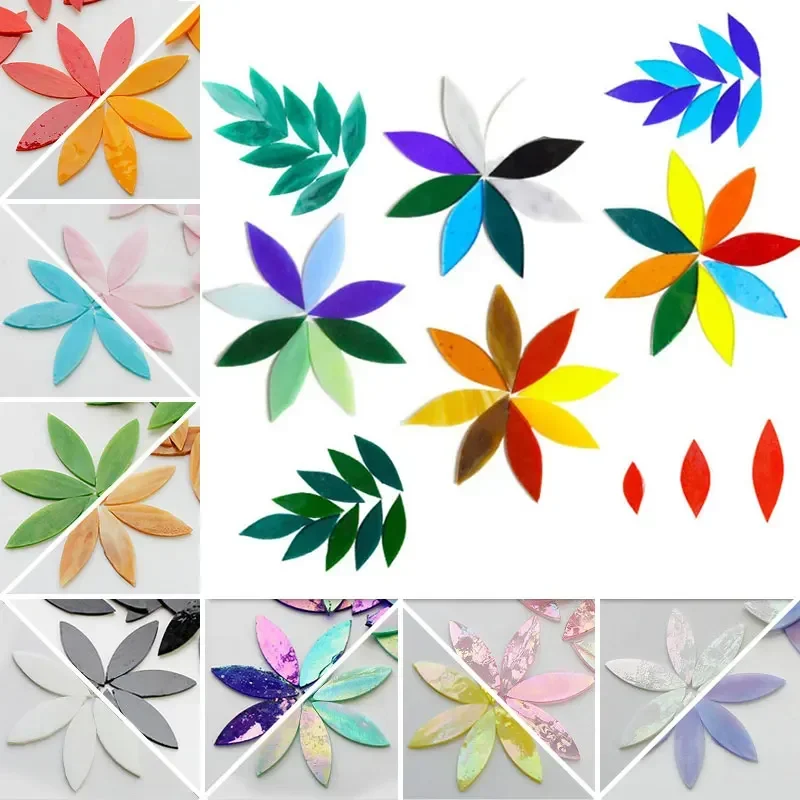 21-Pcs-Mixed-Color-Leaf-Shape-Mosaic-Tiles-For-Crafts-Stained-Glass-DIY ...
