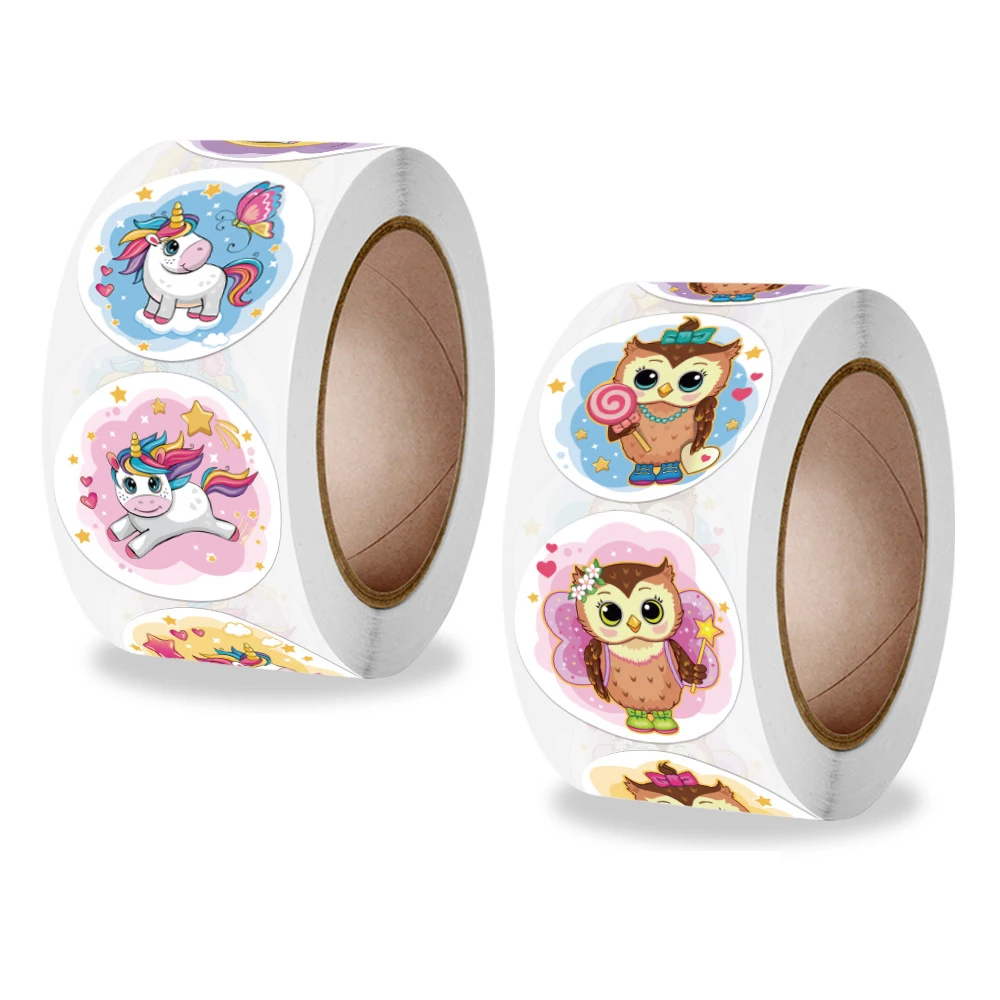 100-500pcs-Cartoon-Toys-Unicorn-Stickers-for-Kids-1inch-Round-Teacher ...