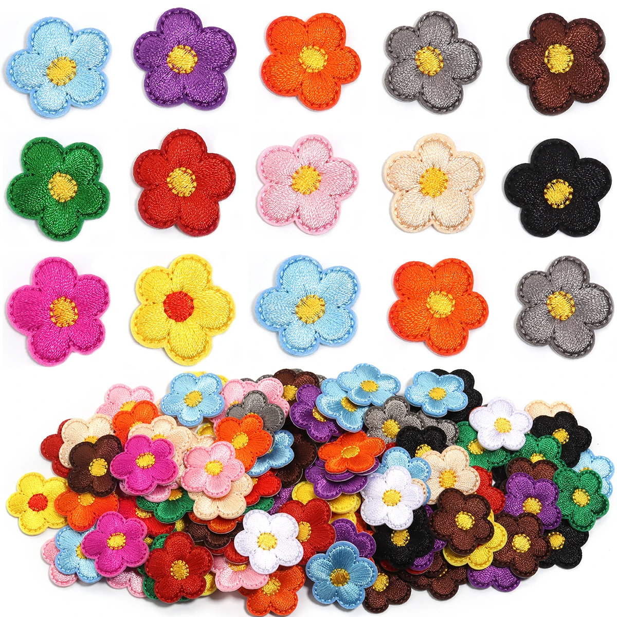 10Pcs/ Lot Polyester Cartoon Flower Ironing Embroidery Cloth Sticker ...