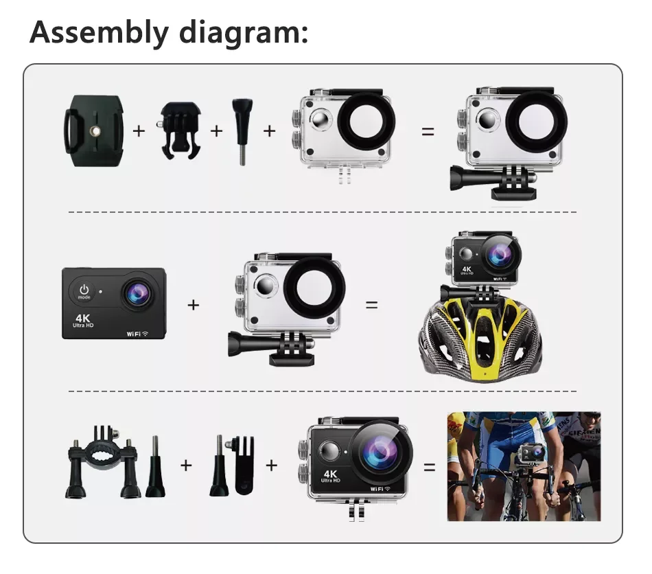 H9R H9 Action Camera Ultra HD 4K 30fps 1080P 60fps WiFi 2 Inch 170D ...