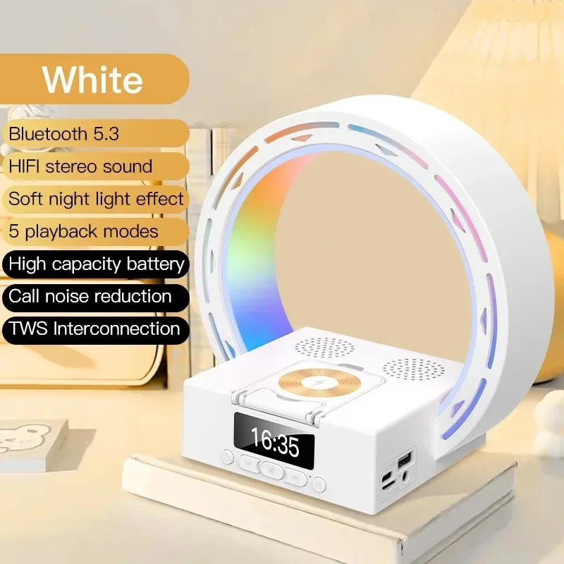 RGB-Lamp-Speaker-With-15W-Wireless-Charger-Phone-Holder-Desktop ...