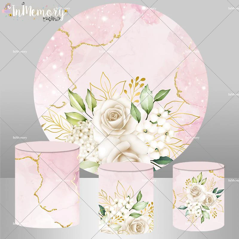 Fondo redondo para Baby Shower, flor rosa, decoración Floral, sesión ...