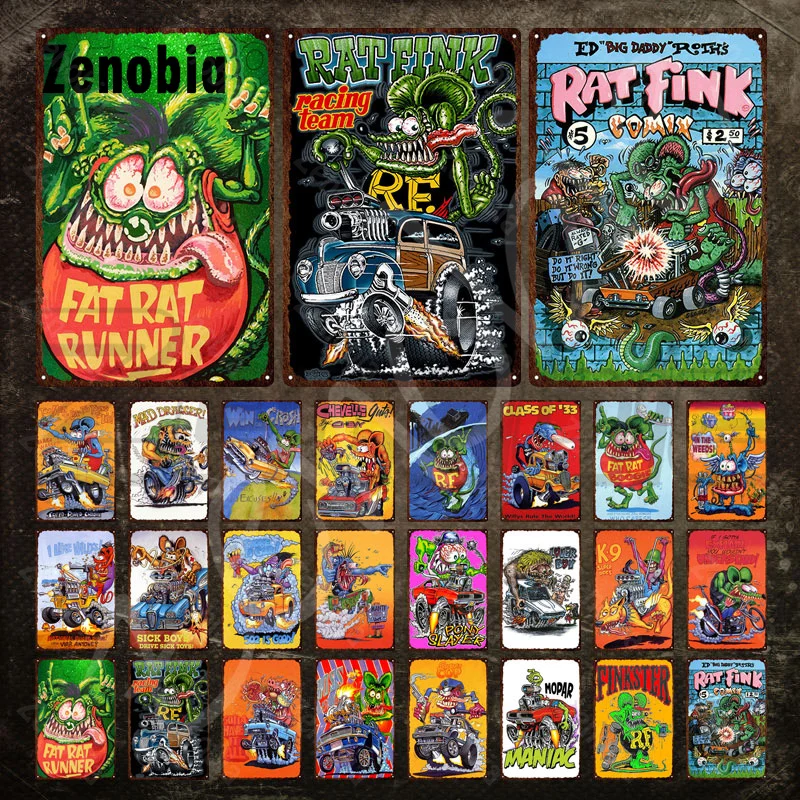 Cartoon-Metal-Sign-RAT-FINK-Vintage-Tin-Sign-Funny-Cartoon-Characters ...