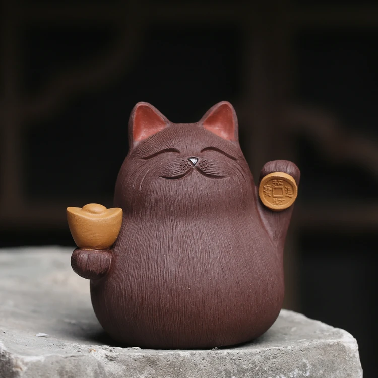 Zisha Teapets From Yixing Lucky Cat Chinese Tea Set Decoration - Tea ...
