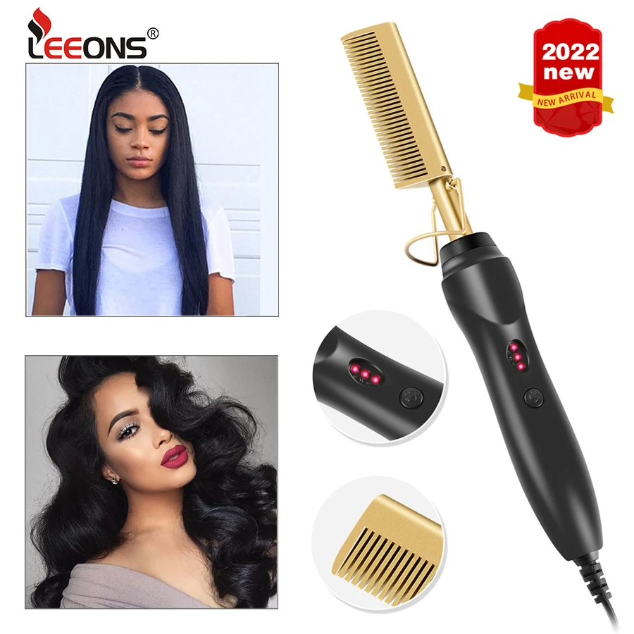 Leeons Hot Comb Electric Hot Comb Wet And Dry Hair Curler Comb Hot ...