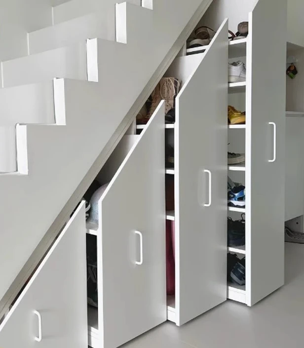 Locker under the stairs Customized storage cabinet Corner duplex stair ...