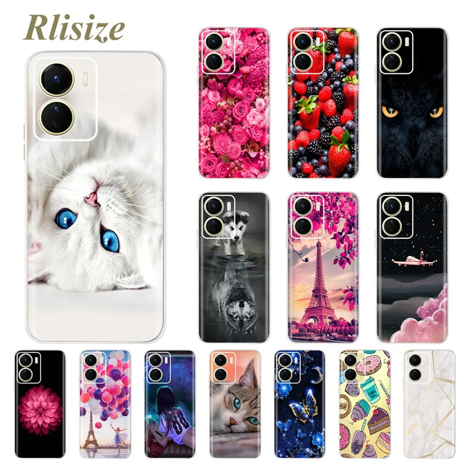 For-Vivo-Y16-Case-Cute-Cat-Colorful-Flowers-Painted-Cover-6-51-Soft ...