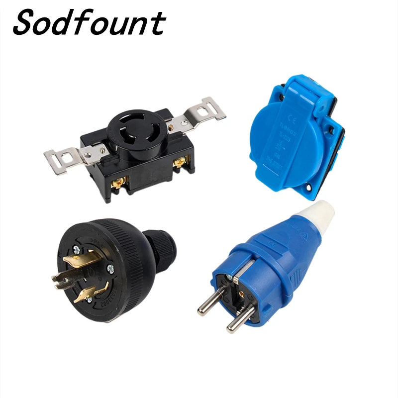 AC250V-30A-16A-Screw-Lock-Generator-Socket-Cable-Adapter-3-Pins-2Pin ...