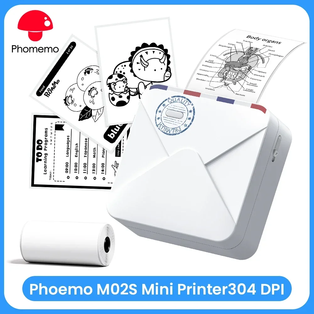 Phomemo-M02S-Portable-Thermal-Printer-Photo-Printer-300dpi-HD-Bluetooth-Mobile-Label-Printer-for ...