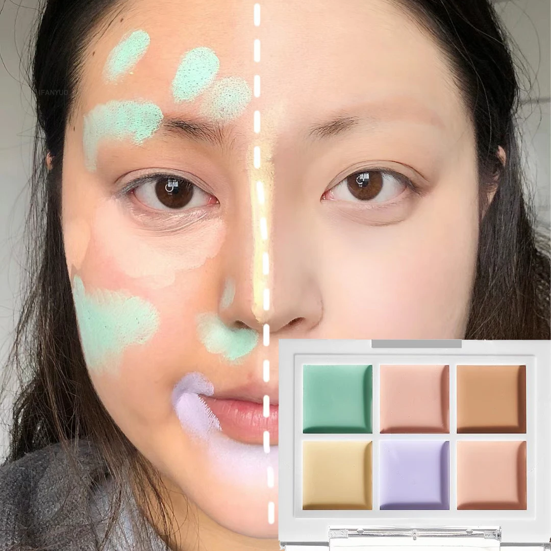 6Color Concealer Palette Correct Skin Tone Cream Cover Acne Dark Circle ...