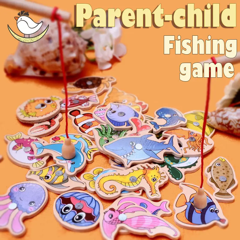 Montessori-Wooden-Magnetic-Fishing-Toys-for-1-3Y-Baby-Education-Marine ...