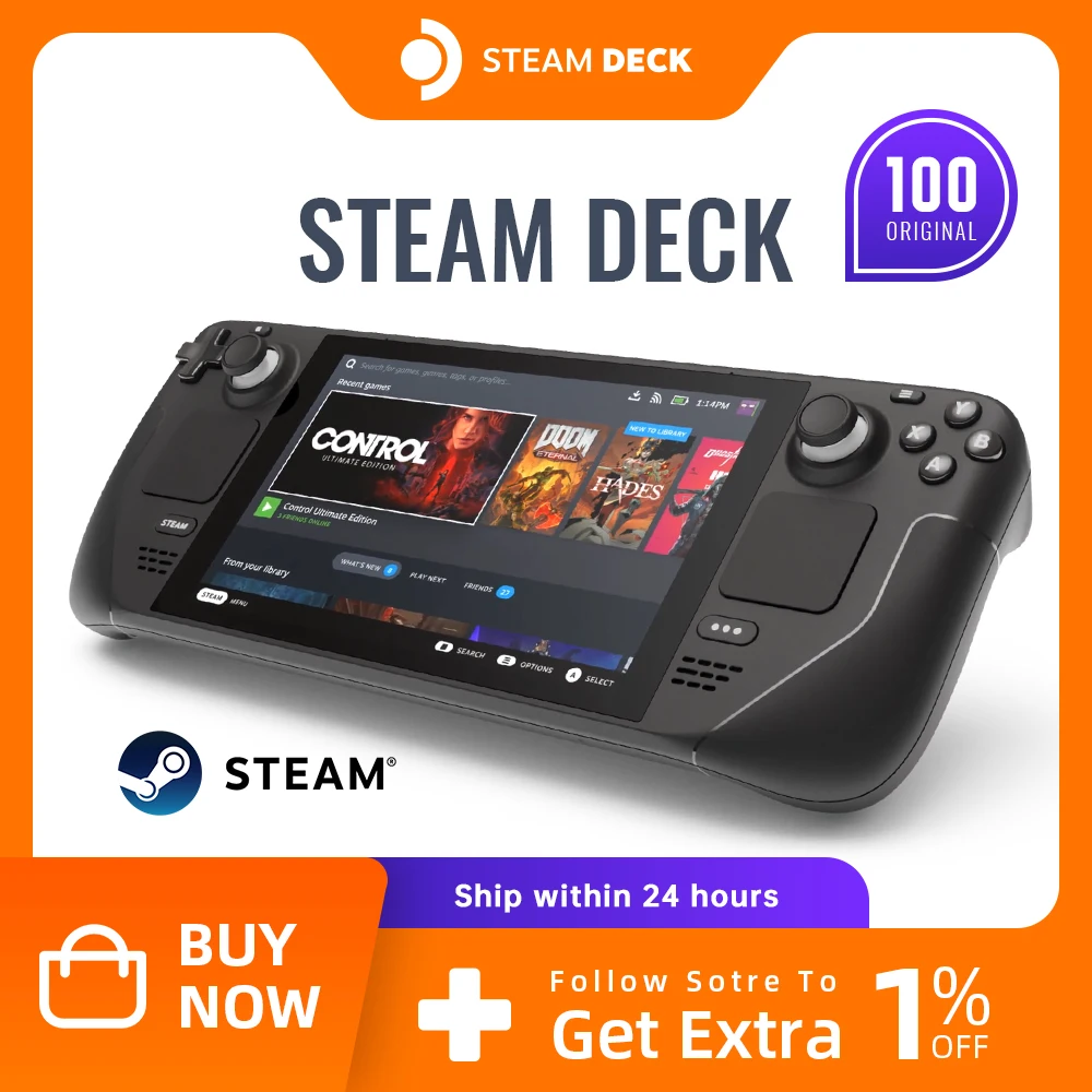 Steam Deck Game Console, 64GB, 256GB, 512GB, Sistema SteamOS, Cartão de ...