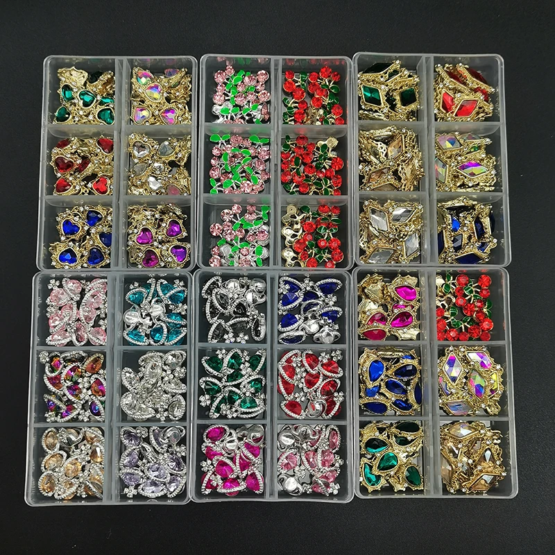 1Box 3D Nail Rhinestones Heart/Planet Nail Charms Jewelry Glass Luxe ...