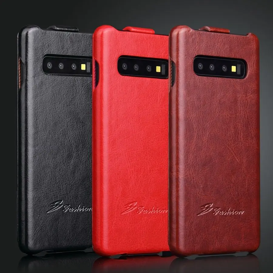 Vertikale Flip Cover Hülle aus echtem Leder für Samsung Galaxy S7 Edge S8 plus S21 S22 S23 Ultra ...