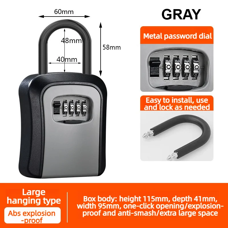 NEW 4 Digit Code Box Waterproof Outdoor Password Key Box Extended ...