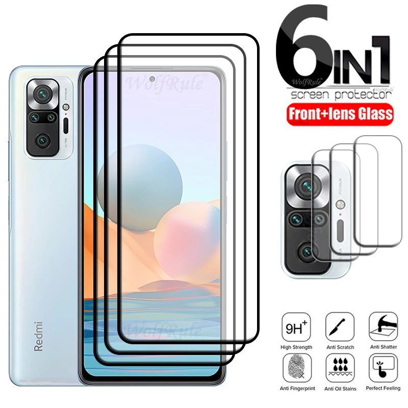 Protector de pantalla de cristal 6 en 1 para Xiaomi Redmi Note 10 Pro ...