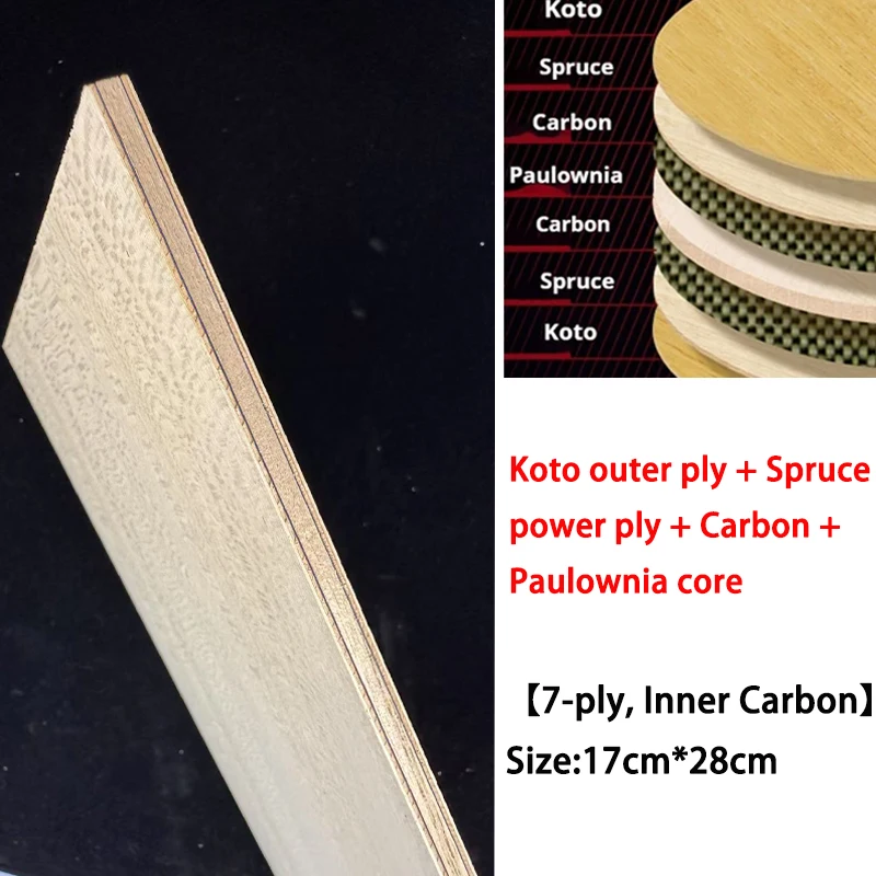 Koto DIY Table Tennis Blade Wood 7ply Spruce Power Carbon Paulownia ...