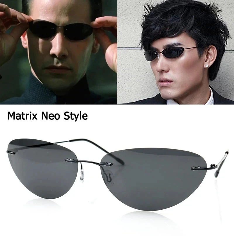 New Fashion Cool The Matrix Neo Style Rimless Polarized Sunglasses ...