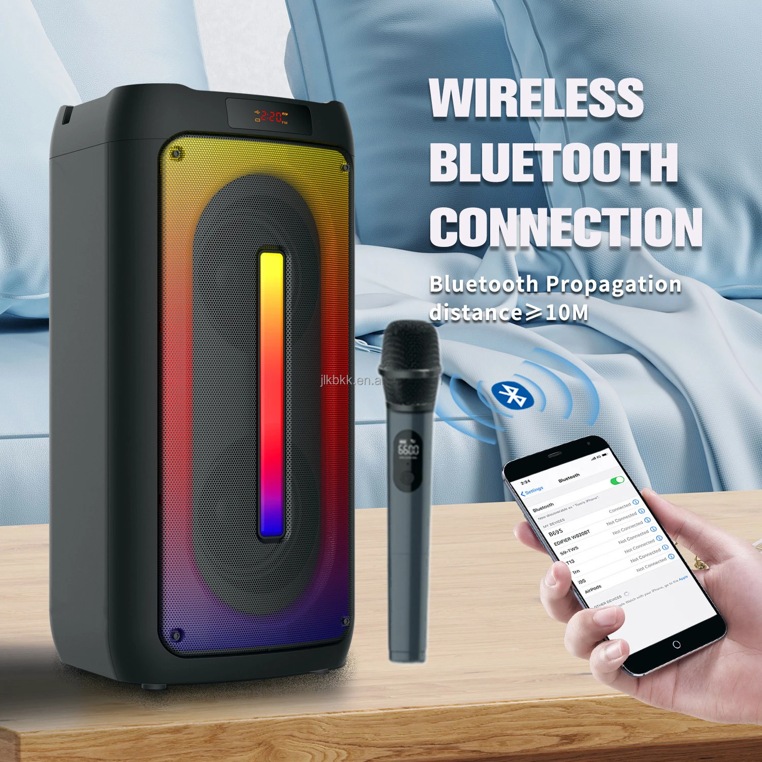 Coluna sem fio Karaoke Party Box Digital Audio Music Player TWS Stereo ...