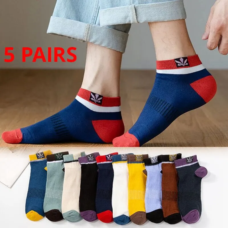 5-Pairs-Men-s-Short-Socks-For-Men-High-Quality-Color-Matching-Maple ...