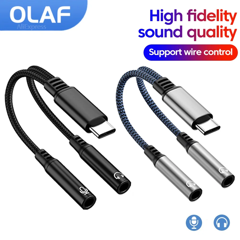 OLAF Type-C-듀얼 3.5mm 잭 마이크 듣기 DAC USB C 오디오 어댑터 iPhone 16 15 용 3.5mm ...