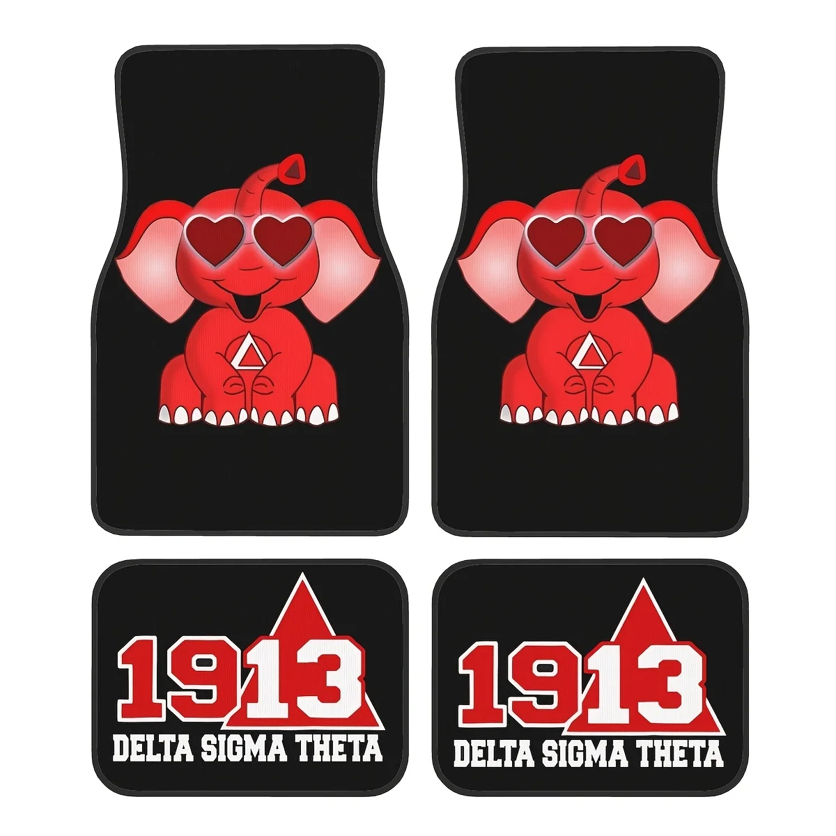 4pcs Delta Sigma Theta 1913 AEO Elephant Pattern Rubber All Weather ...