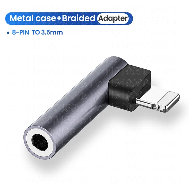 90° Elbow 8 Pin To 3.5mm Jack AUX Cable Linghting To AUX Headphone ...