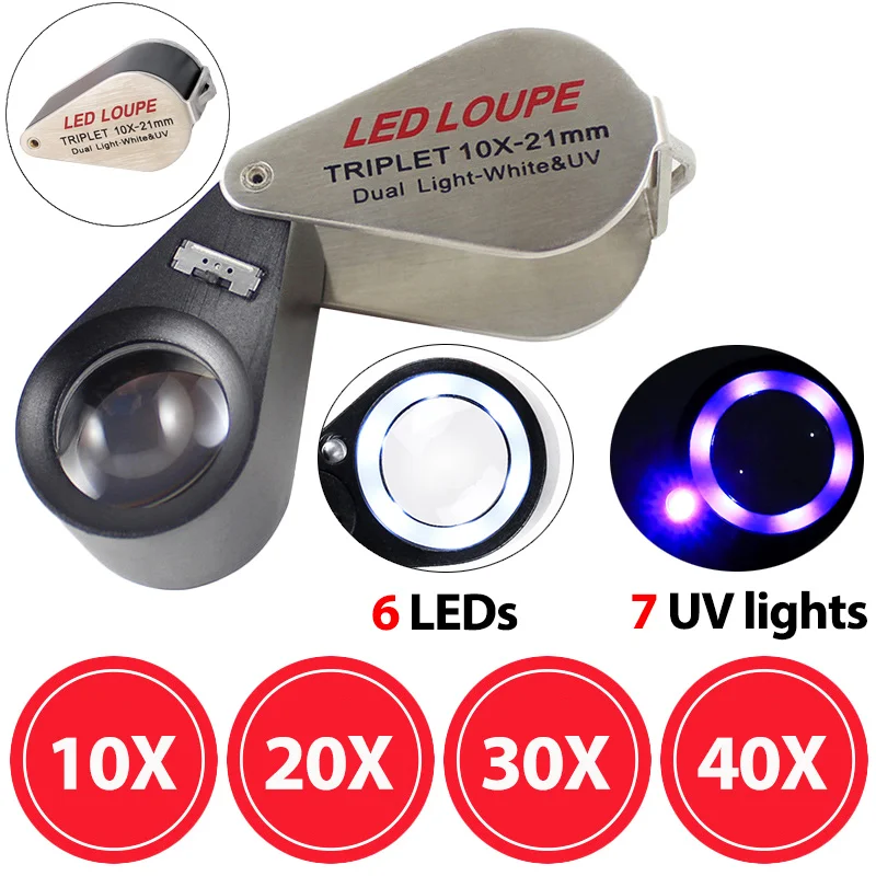 10X-20X-30X-40X-Magnifier-with-6-LEDs-7-UV-Lights-Jewelry-Diamond ...