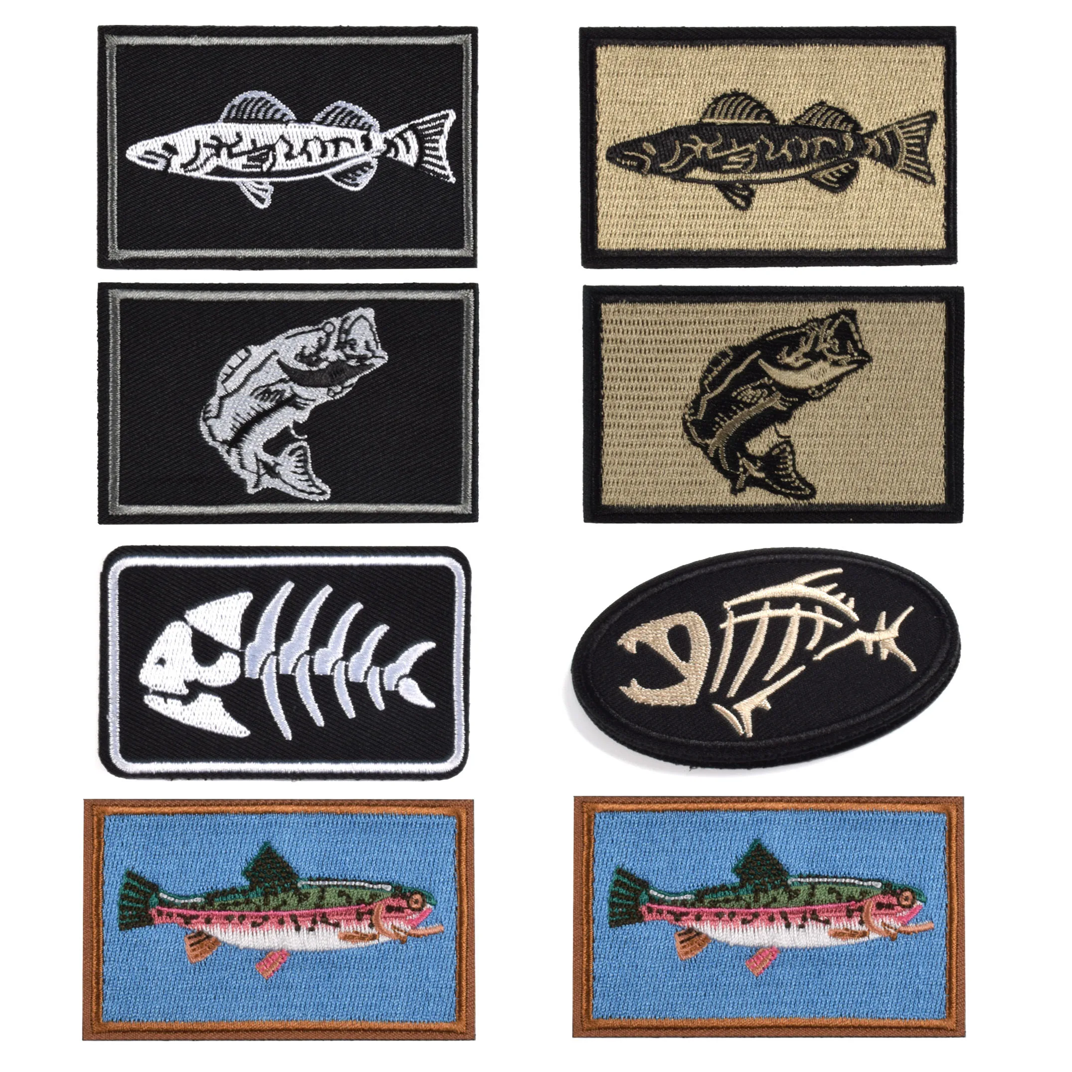Fishbone Embroidery Patch Hook and Loop Fish Badge Armband Orangutan ...