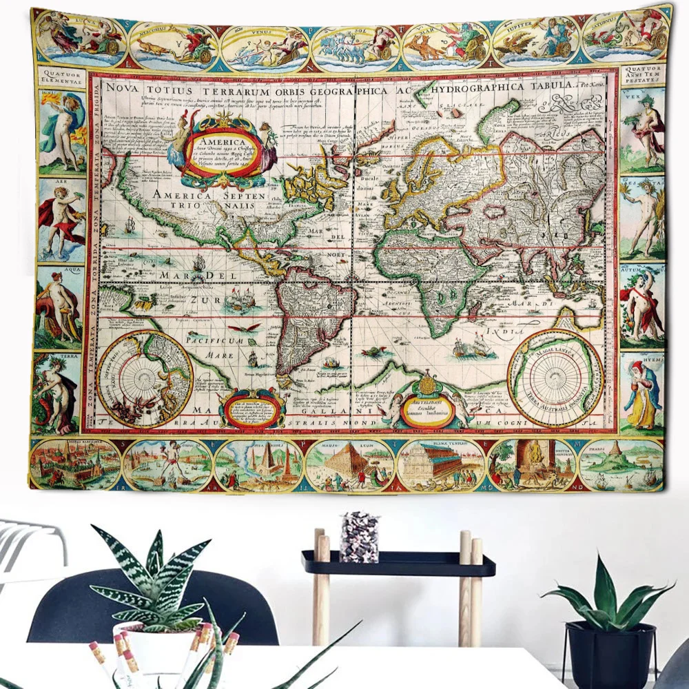 Cottage Bathroom In World Map Wall Designs