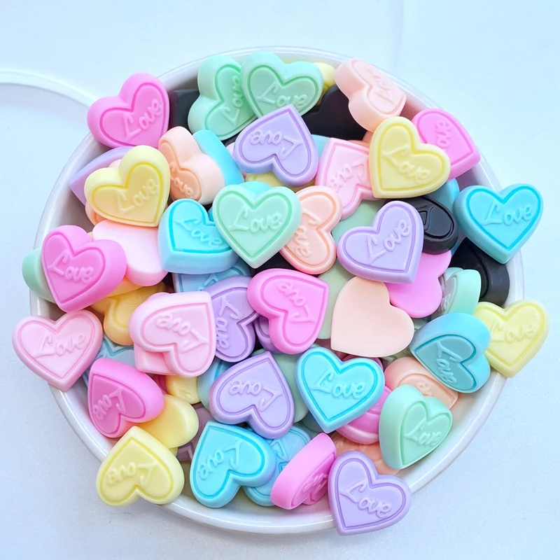 20Pcs New Cute Mini Heart Resin Flatback Cabochon Scrapbook Kawaii ...