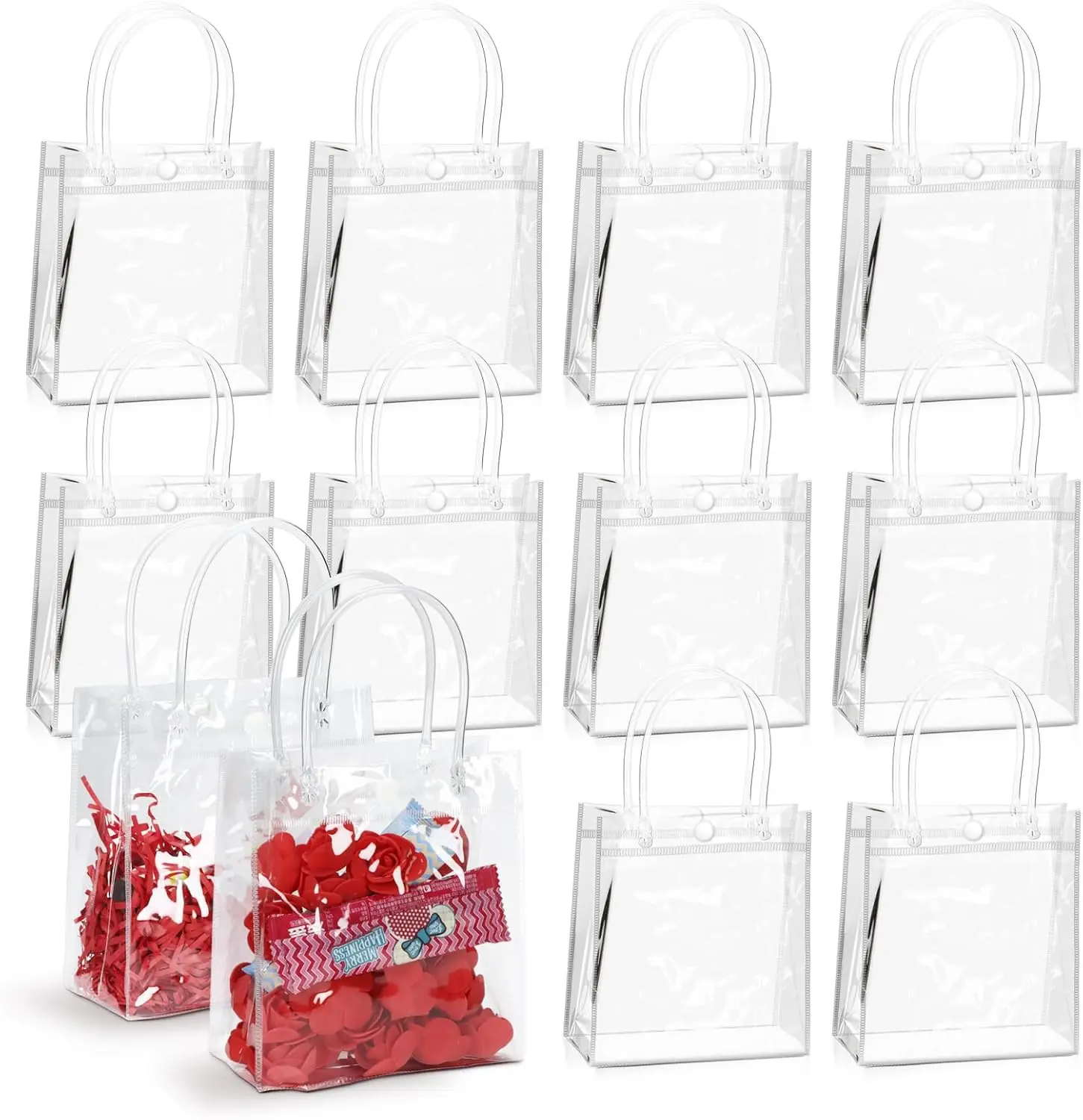 Clear Gift Bags With Handle, Reusable Plastic Bags Small Gift Wrap Tote ...