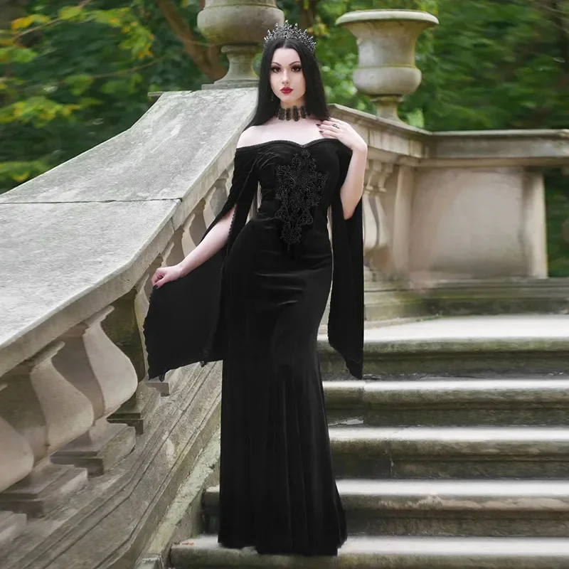 Mall-Gothic-Dark-Velevt-Dress-Women-Elegante-Aesthetic-Fairycore-Grunge ...