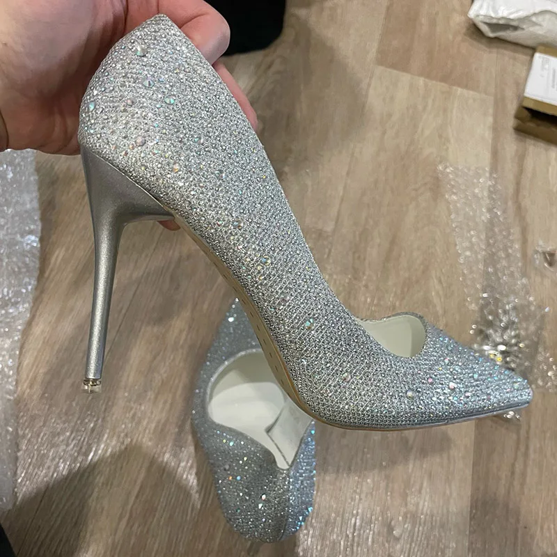 Silver Glitter Heels