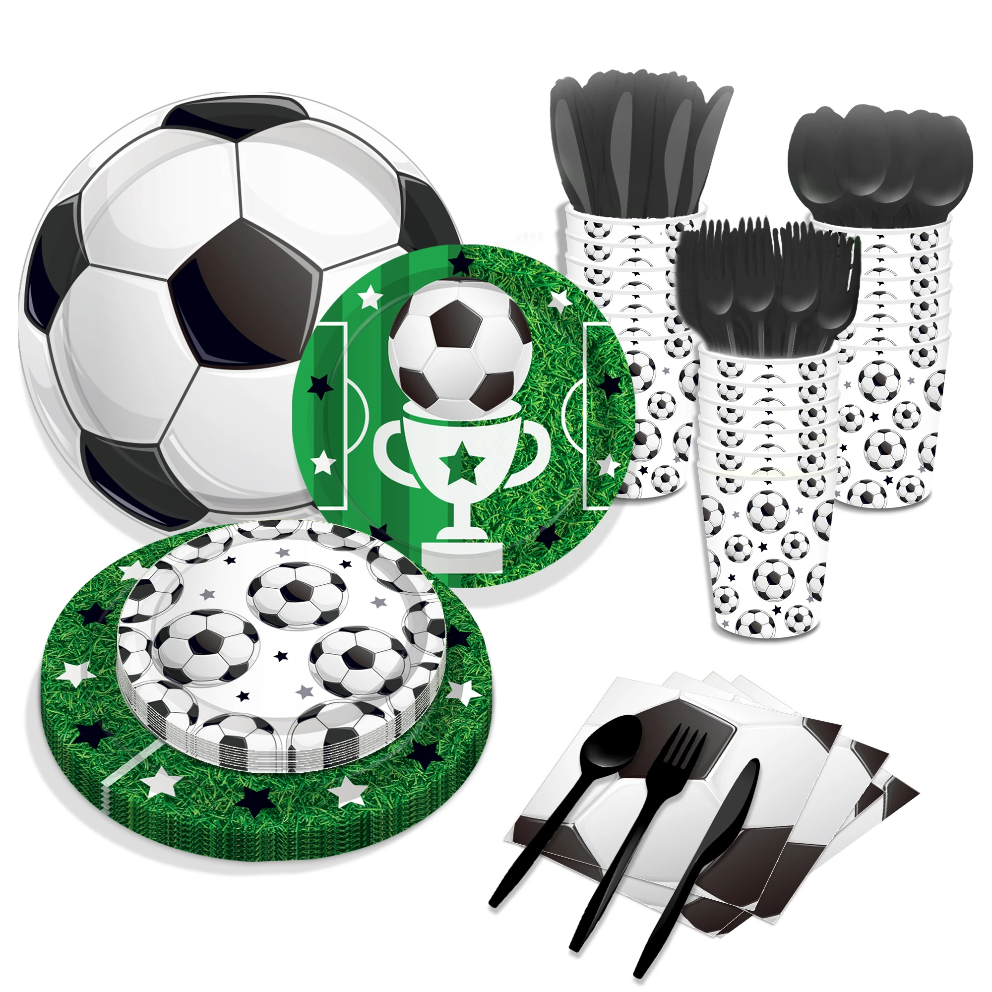 Football Sports Soccer Game Party Disposable Tableware Set Kids Adults ...