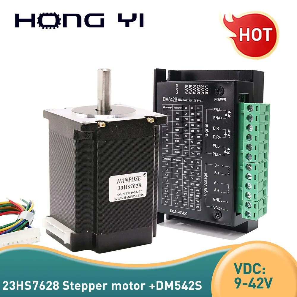 NEW 23HS7628 4 lead 2.8A Nema23 Stepper Motor driver DM542S 57 motor CE ...
